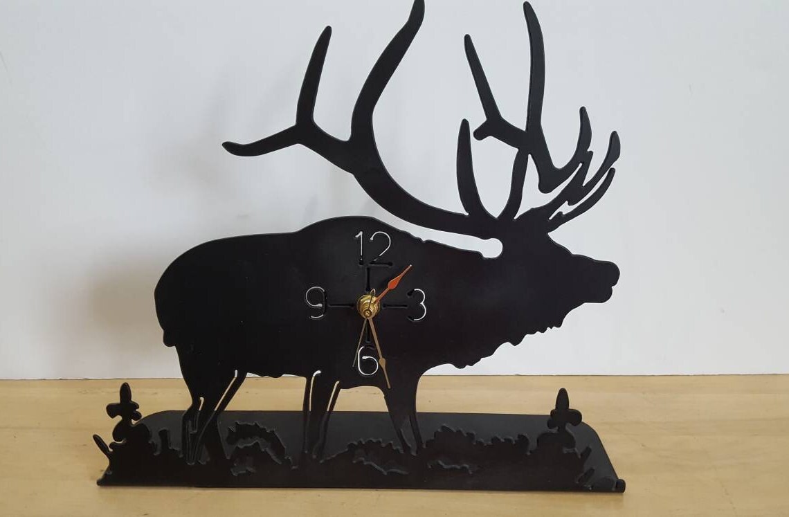 Elk Desk Clock. Elk Decor. Wildlife Clock. Desk Clock. Rustic - Etsy