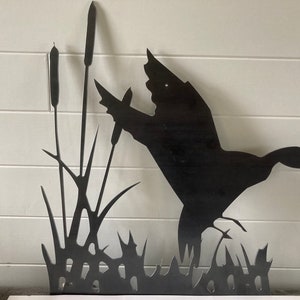 Duck Metal Decor. Metal Duck With Cattails and Swampgrass. Rustic Metal ...