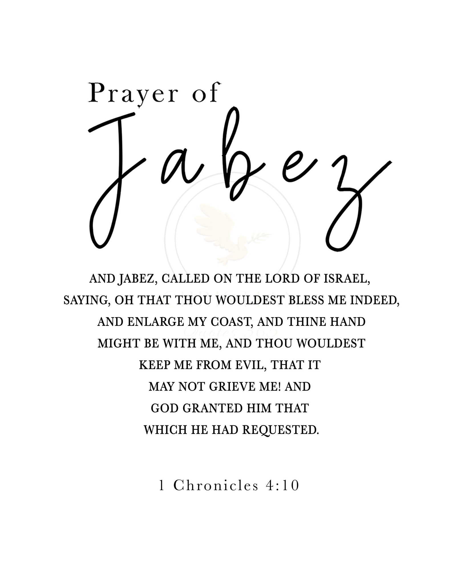 Jabez Prayer 1 Chronicles 4:10 Prayer of Jabez KJV - Etsy