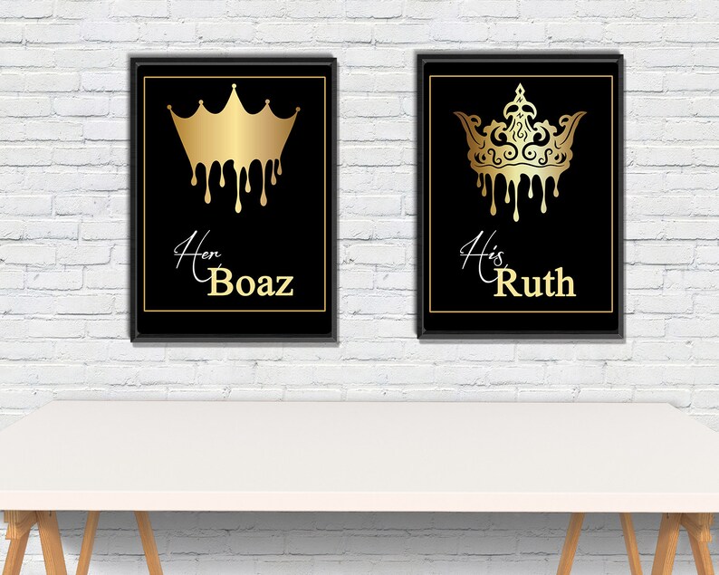 His Ruth Her Boaz Christian Wall Decor Book of Ruth King Decor Queen ...