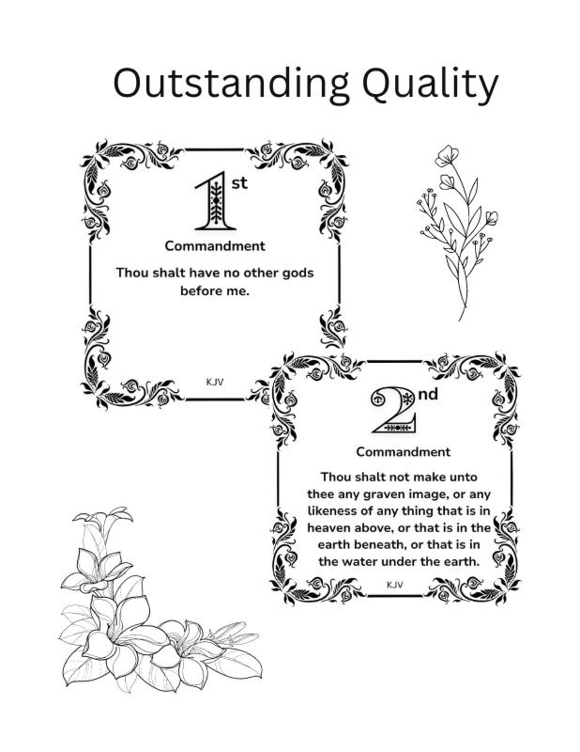 10 Commandments Bible Verse Cards, KJV Printable, Bible Study Printable ...