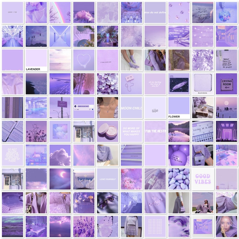 Light Purple Photo Collage Kit Lavender Aesthetic Etsy