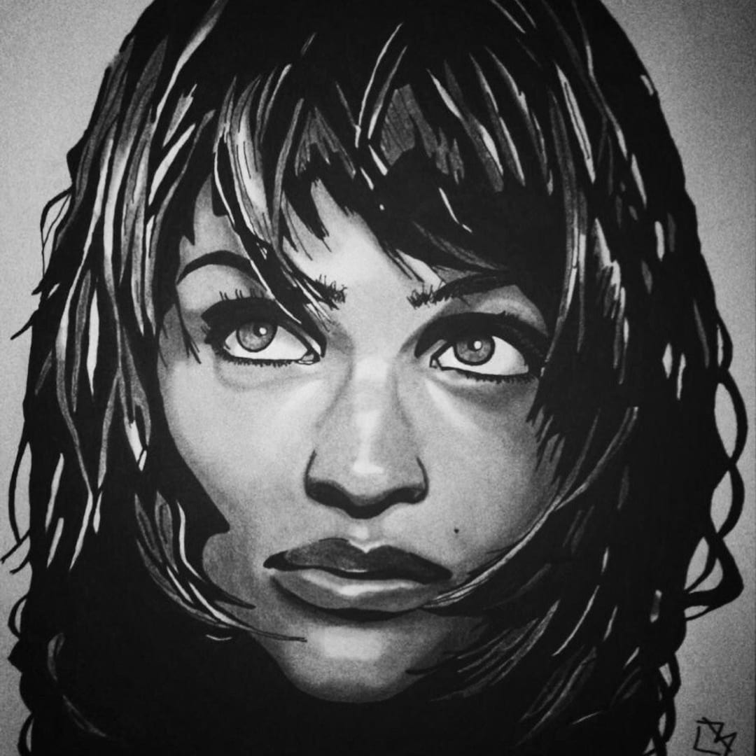 Portrait of Helena Christensen (original Drawing) - Etsy