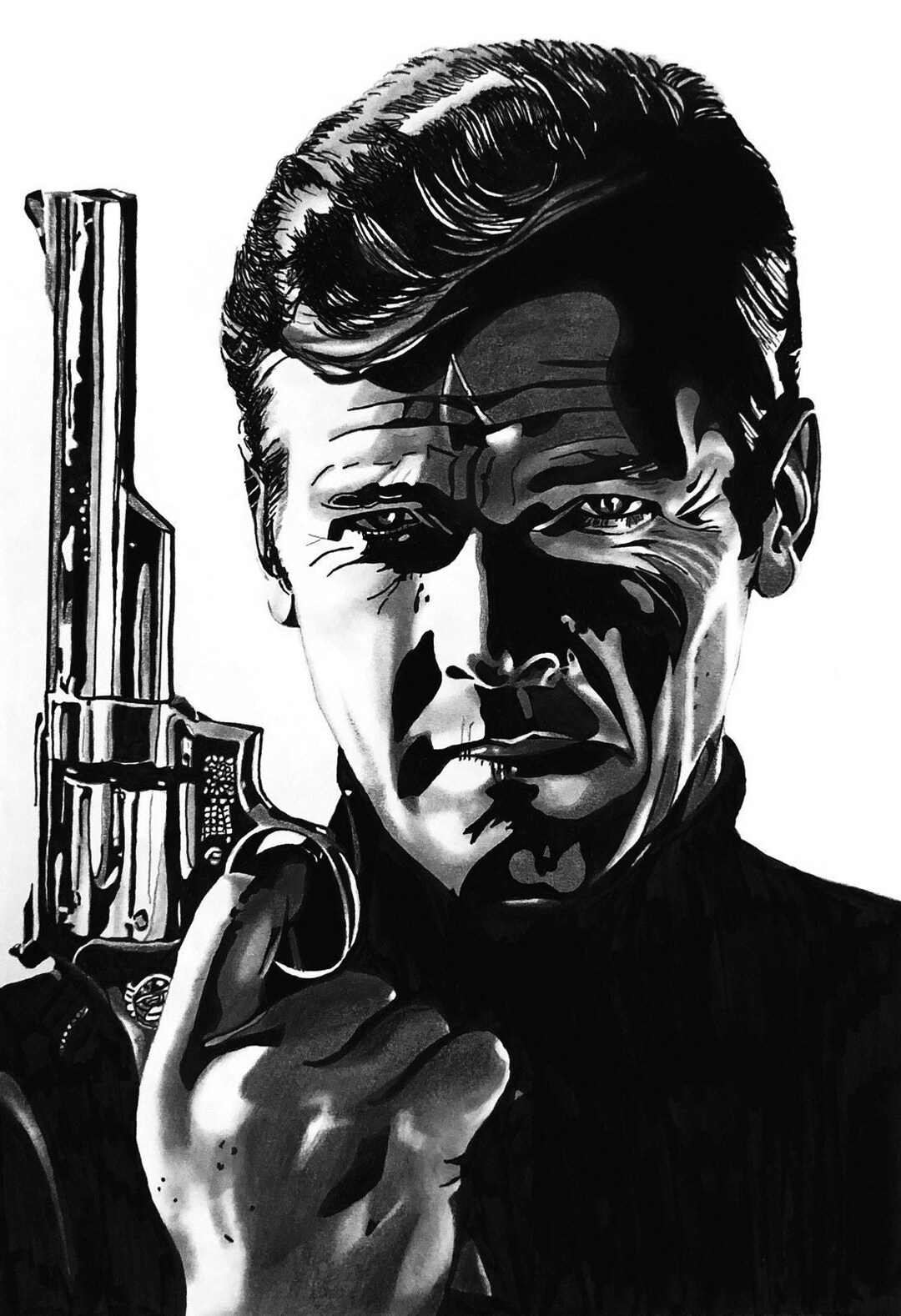 Original Drawing of Roger Moore james Bond - Etsy