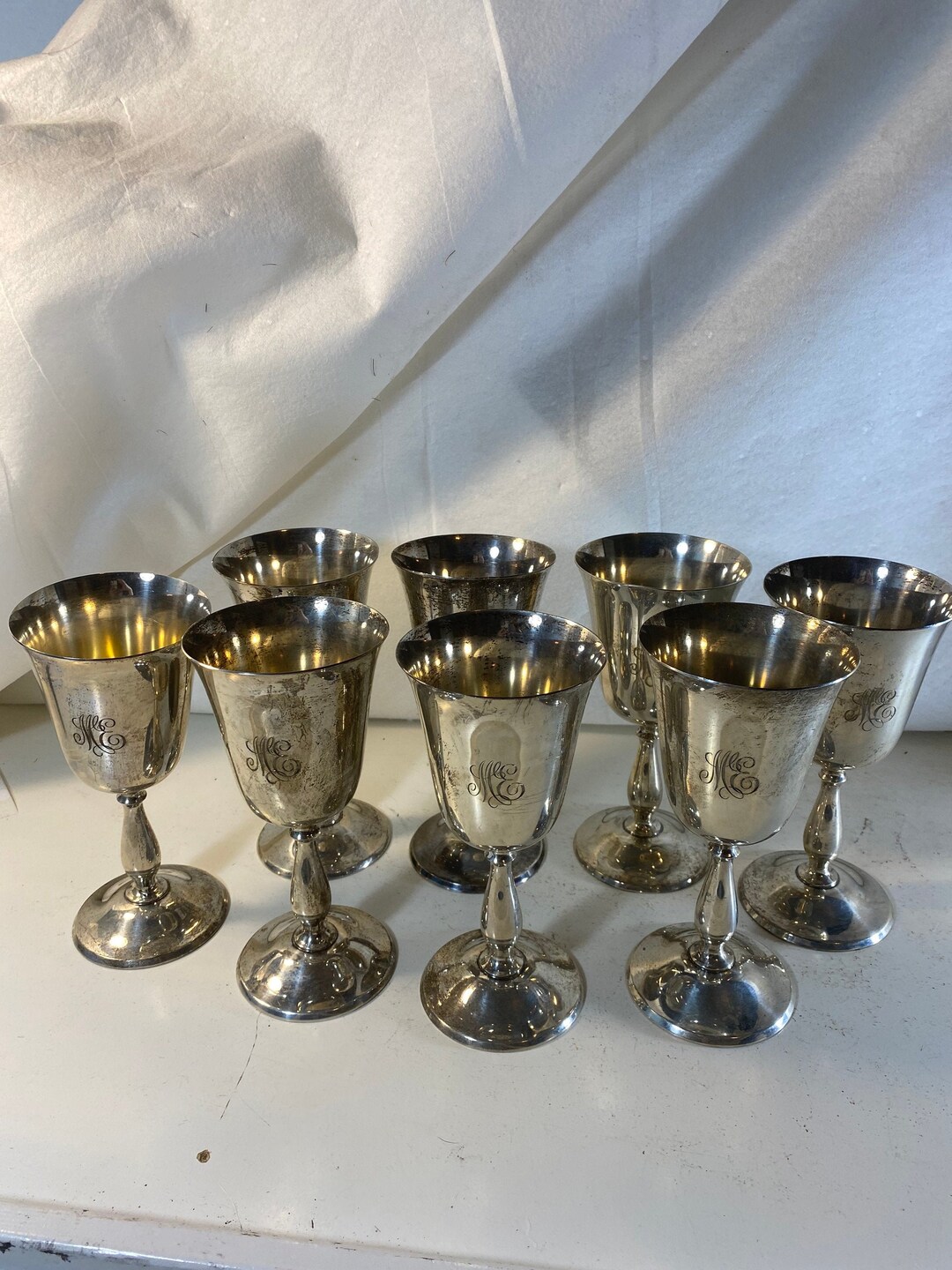 Vintage Set of 8 Gorham Sterling Silver Goblets - Etsy