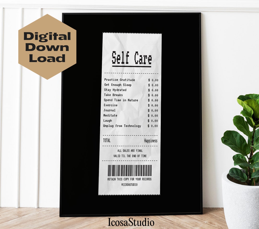 Self Care Love Affirmations Receipt Poster Print Art | Positive Vibes ...