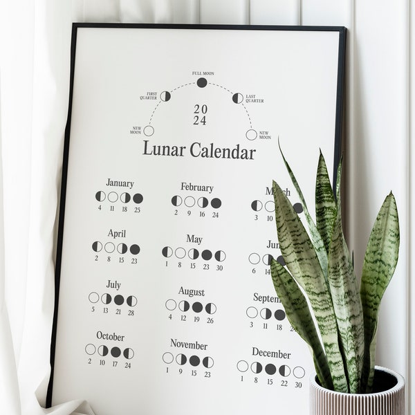 Simple Lunar Moon Phase Calendar - Etsy