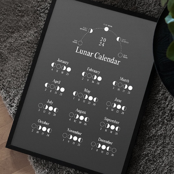 Simple Lunar Moon Phase Calendar - Etsy