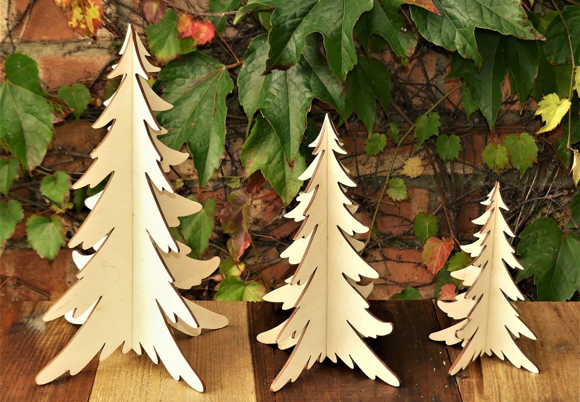 Trio of Wooden Christmas Trees Christmas Tree Wooden Tree | Etsy