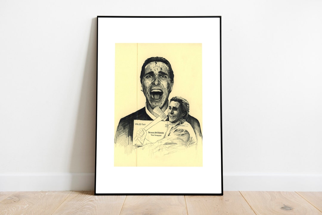 American Psycho Illustration Poster Patrick Bateman Christian Bale - Etsy