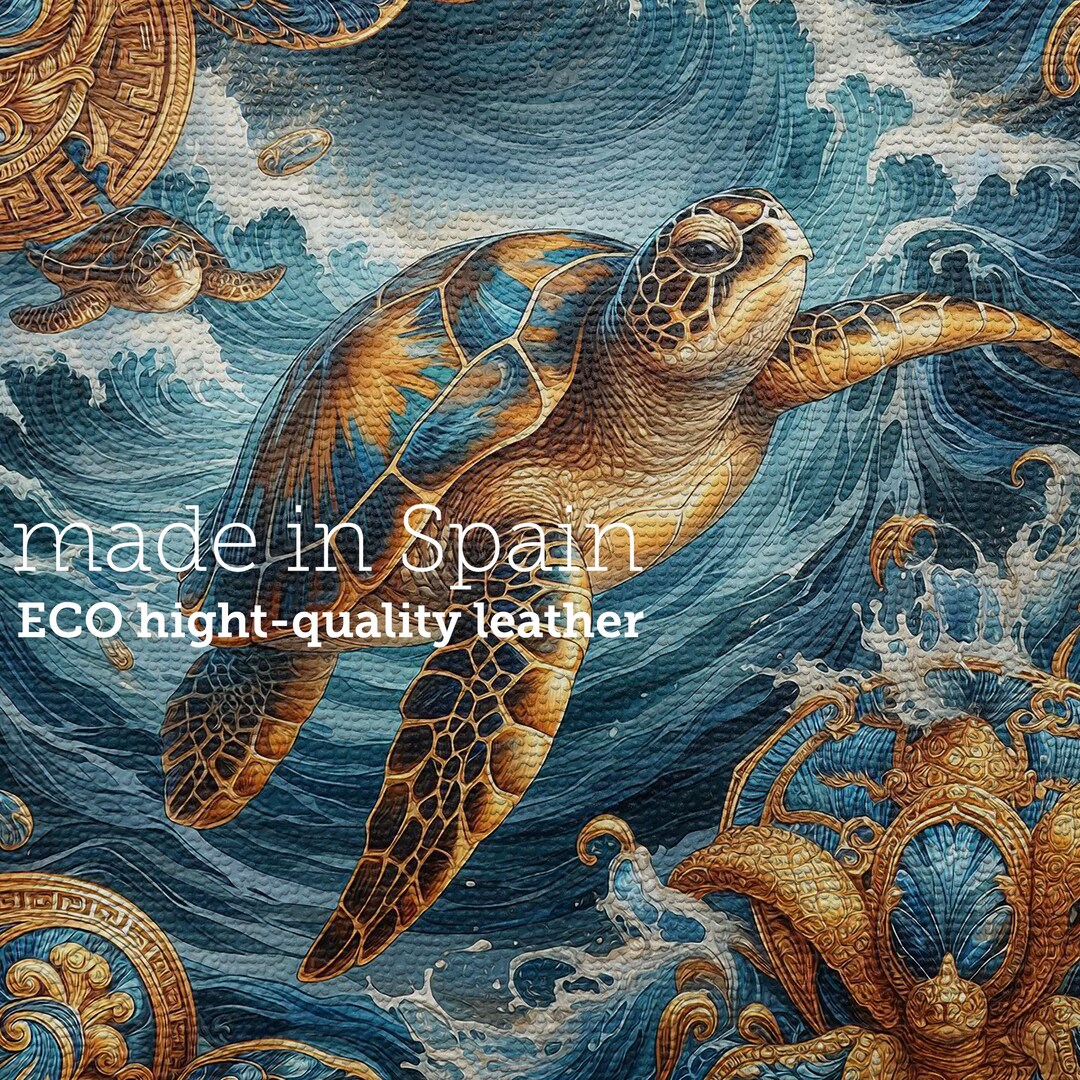 Panel Faux Leather Underwater Sea Turtle Painting Design for Wallets ...