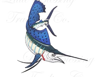 Marlin BONES Embroidery Design | Etsy
