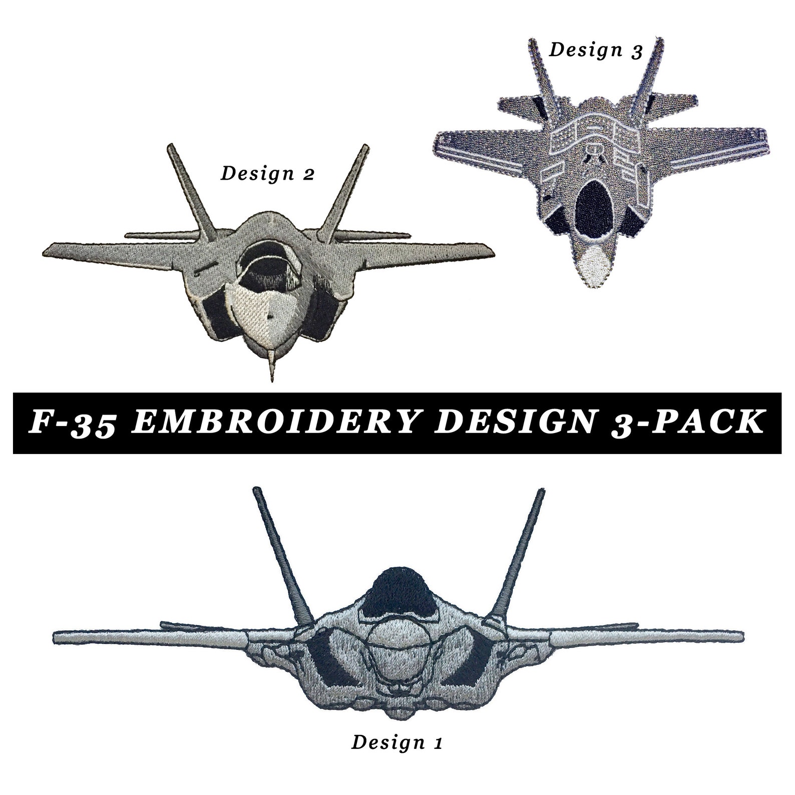 F35 Fighter Jet Airplane Embroidery Design 3-pack - Etsy