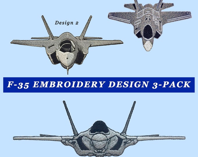 F35 Fighter Jet Airplane Embroidery Design 3-pack - Etsy