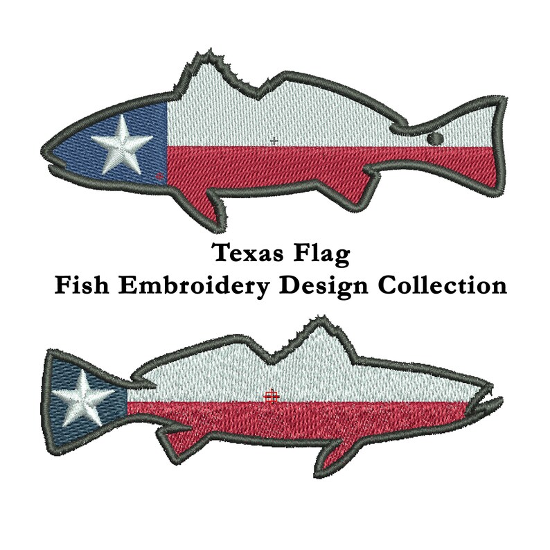 Texas Flag Redfish and Speckled Trout Embroidery Designs - Etsy