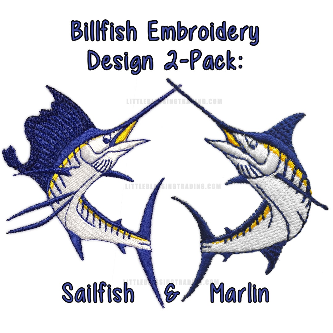 Sailfish and Marlin Embroidery Design 2-pack - Etsy