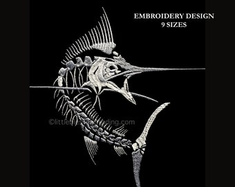One Color Marlin Fish Embroidery Design | Etsy