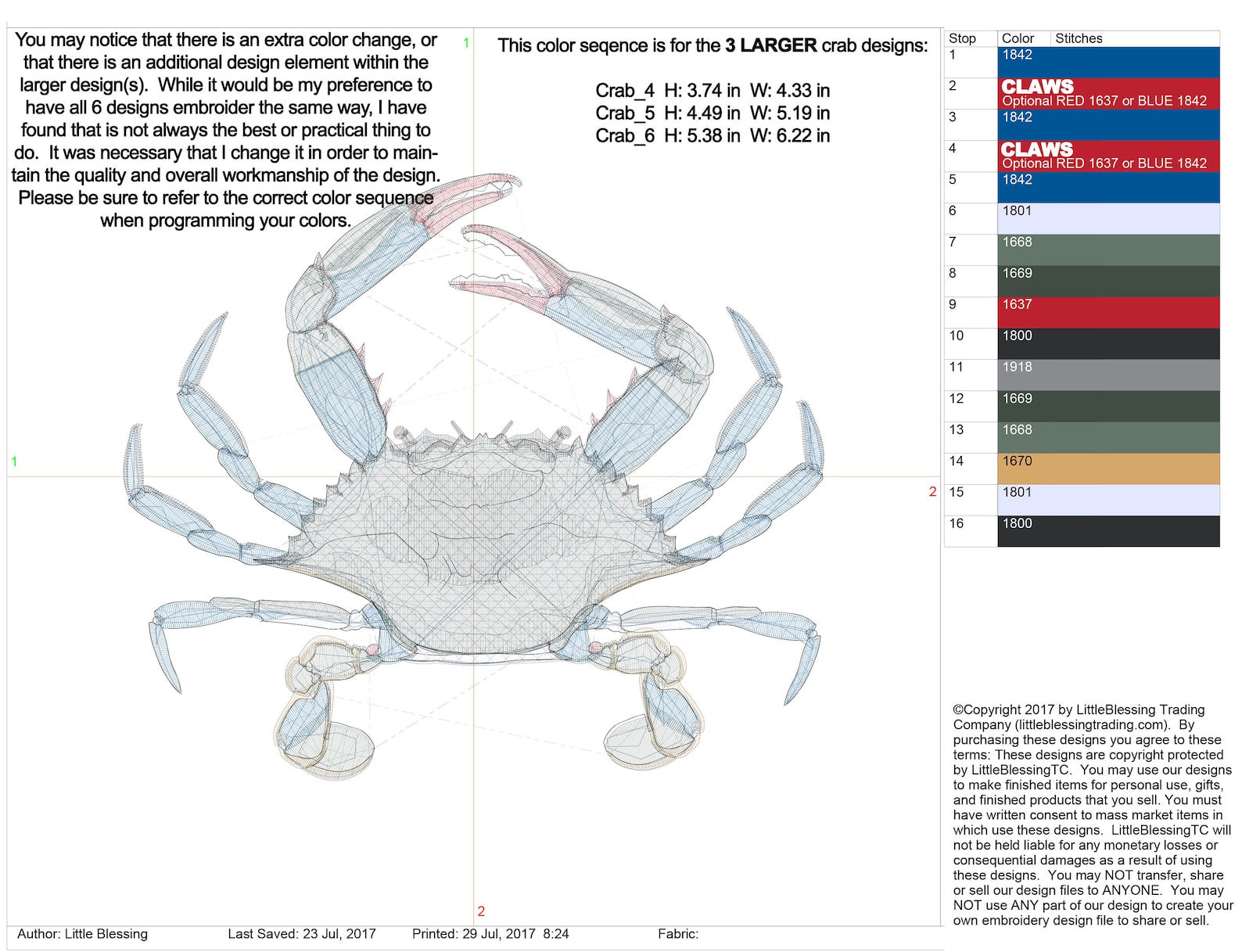 Blue Crab Embroidery Design - Etsy