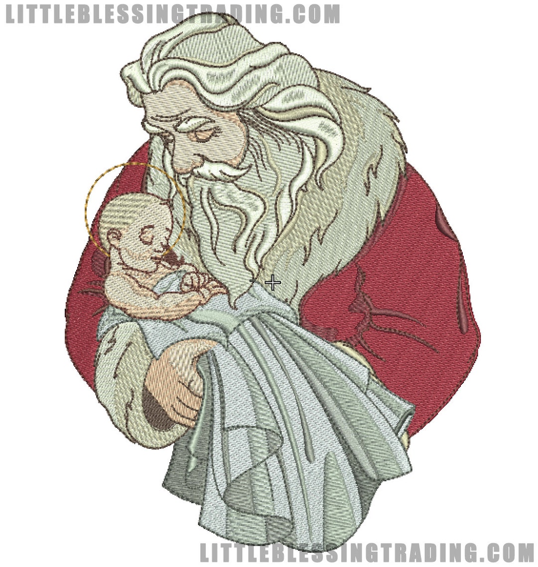 Santa Holding Jesus Christ Embroidery Design - Etsy