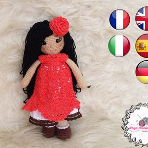 Crochet Doll in Red Dress Amigurumi Pattern - Etsy