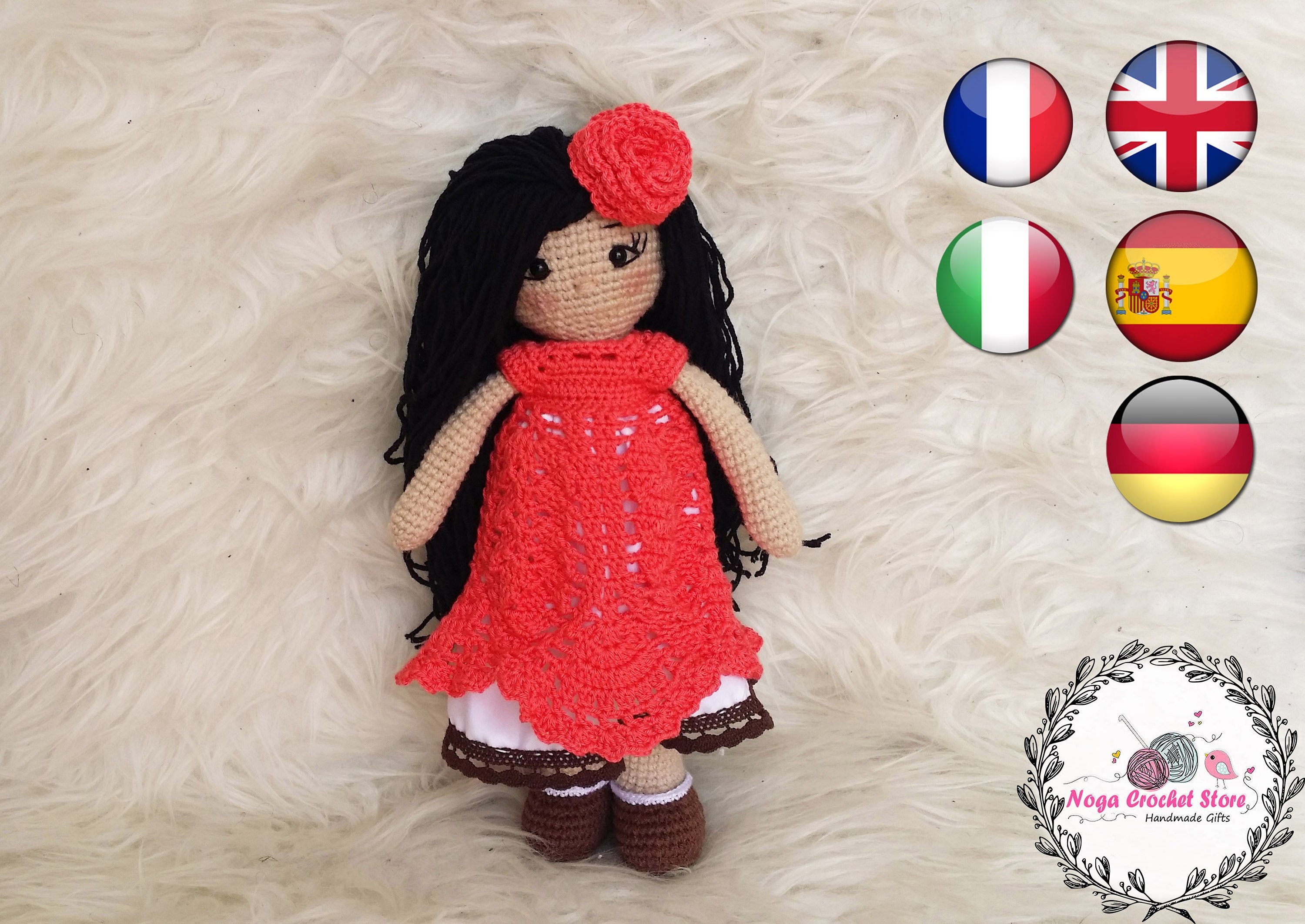 Crochet Doll in Red Dress Amigurumi Pattern - Etsy
