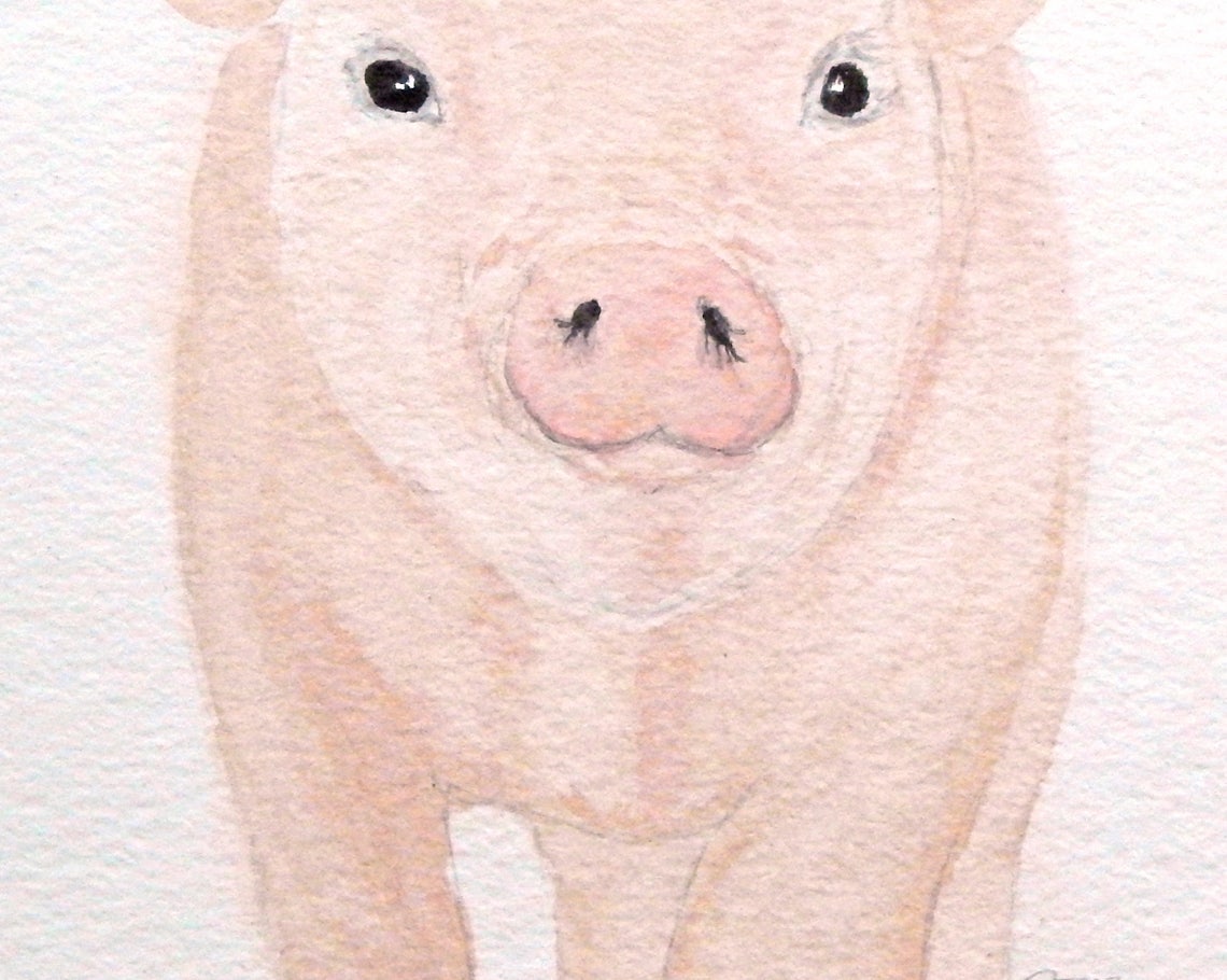 Farm Animal Art Pig Wall Art Farm Animal Painting Farm - Etsy