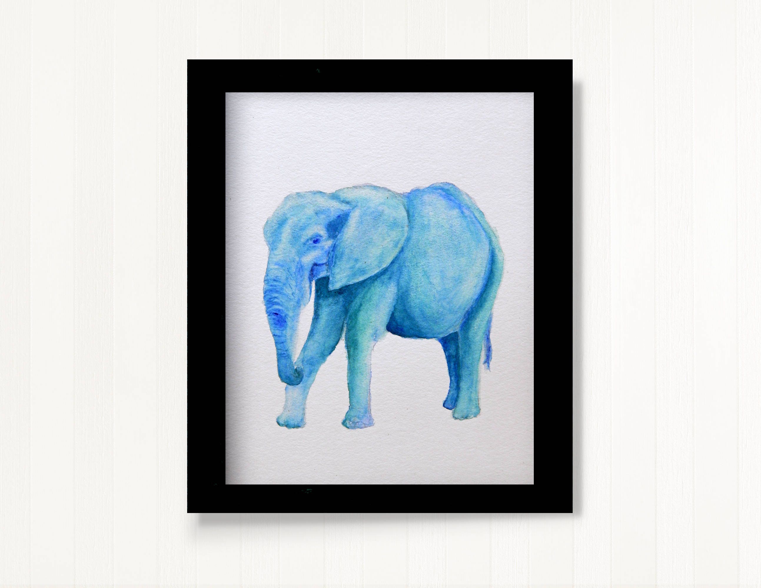Elephant Art - Blue Watercolor Art - Elephant Painting - Elephant ...