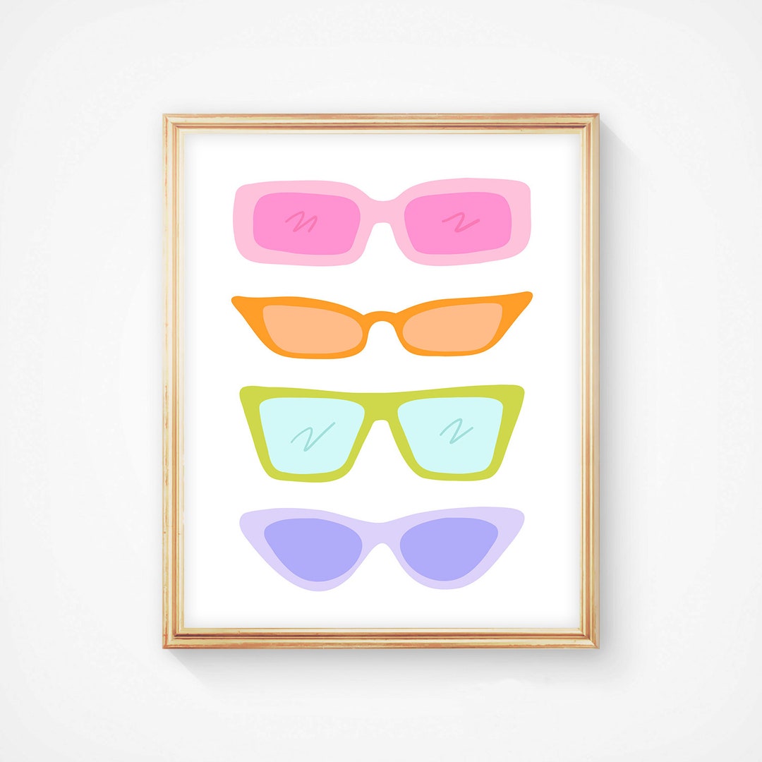 Retro Sunnies Art Print, Cute Wall Art, Groovy Art, Fashion Wall Art ...