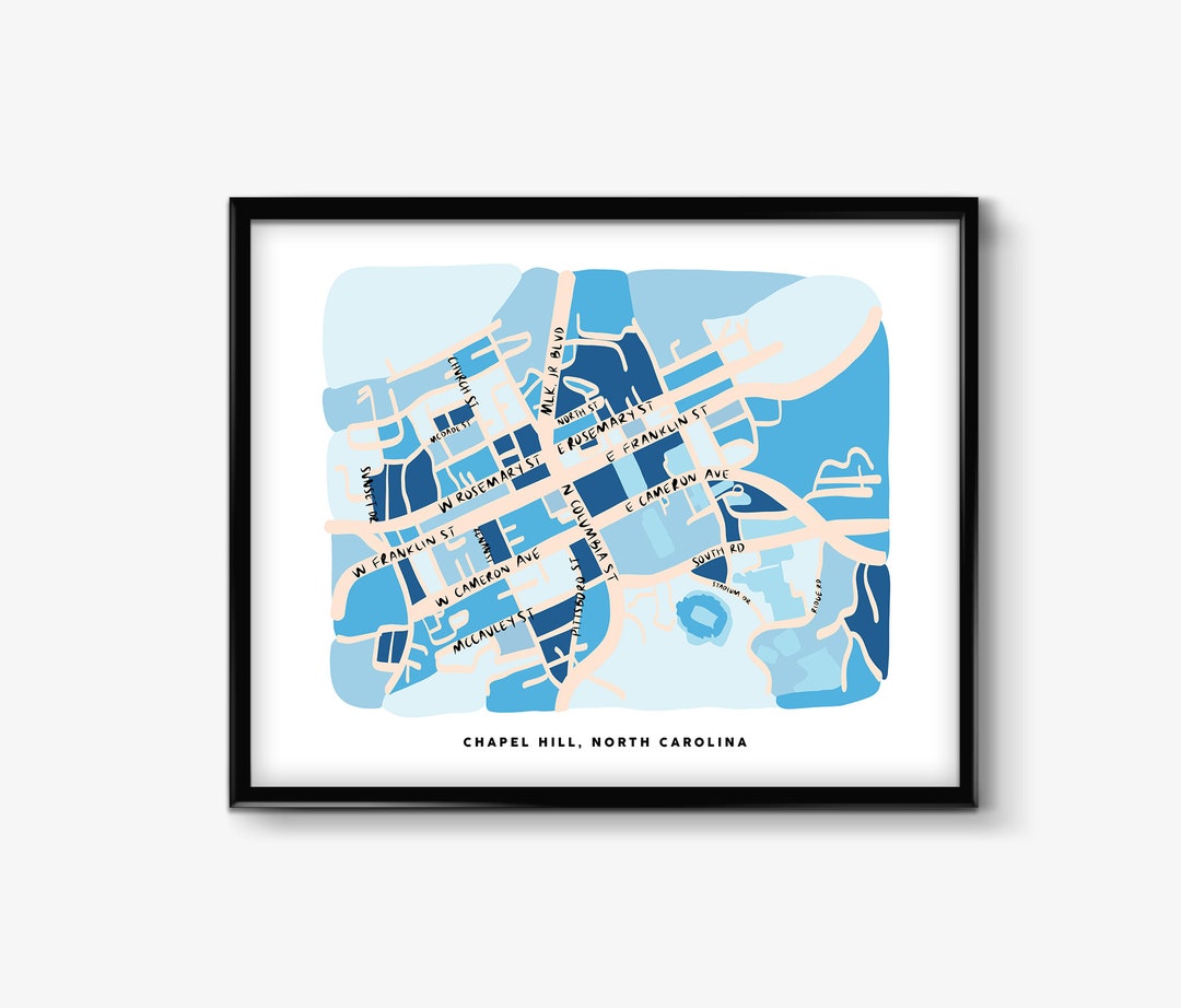 Chapel Hill Map, UNC Map Print, UNC Print, Carolina Print, Chapel Hill ...