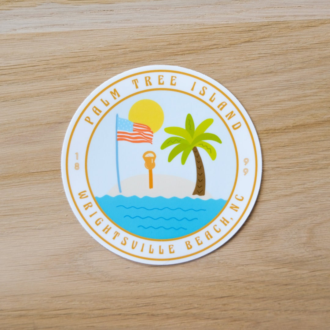 Palm Tree Island Car Bumper Sticker, Wrightsville Beach Bumper Sticker ...