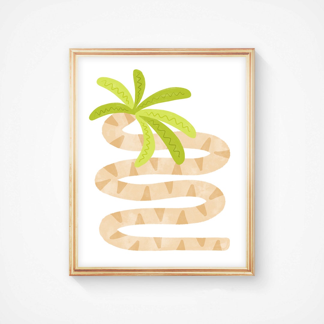 Squiggle Palm Art Print, Abstract Palm Tree Art, Tropical Art Print ...