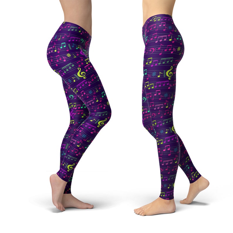 Music Notes Leggings: Melody Pattern Tights, Workout Capris - Etsy