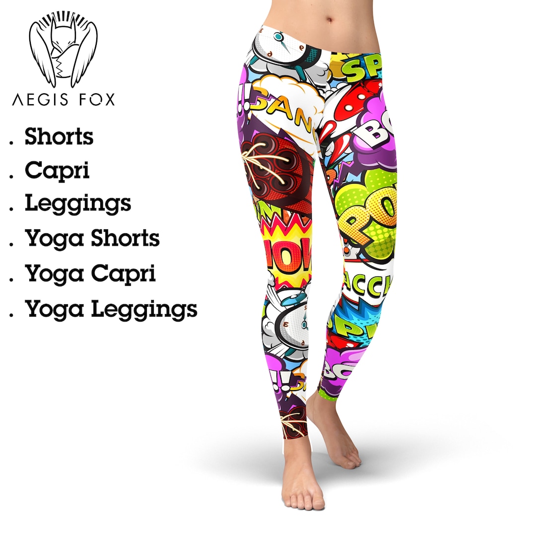 Comic Pop Art Leggings, Graffiti Leggings, Yoga Pants, Printed Tights ...
