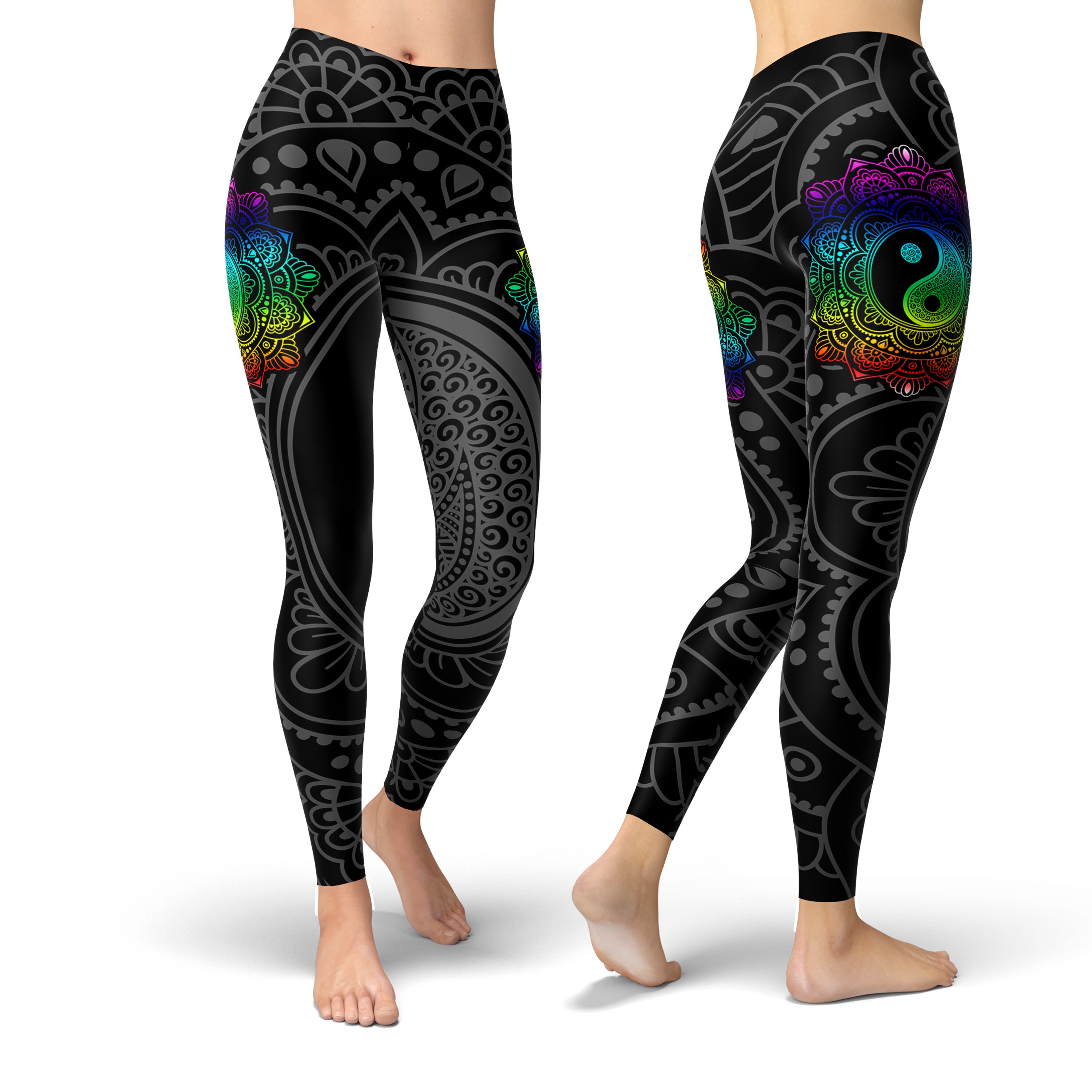 Colorful Deep Yin Yang Leggings Yin Yang Clothing Black High - Etsy
