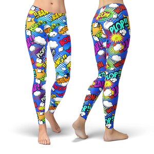Comic Books Leggings, Superhero Leggings, Comic Print Leggings, Cool ...