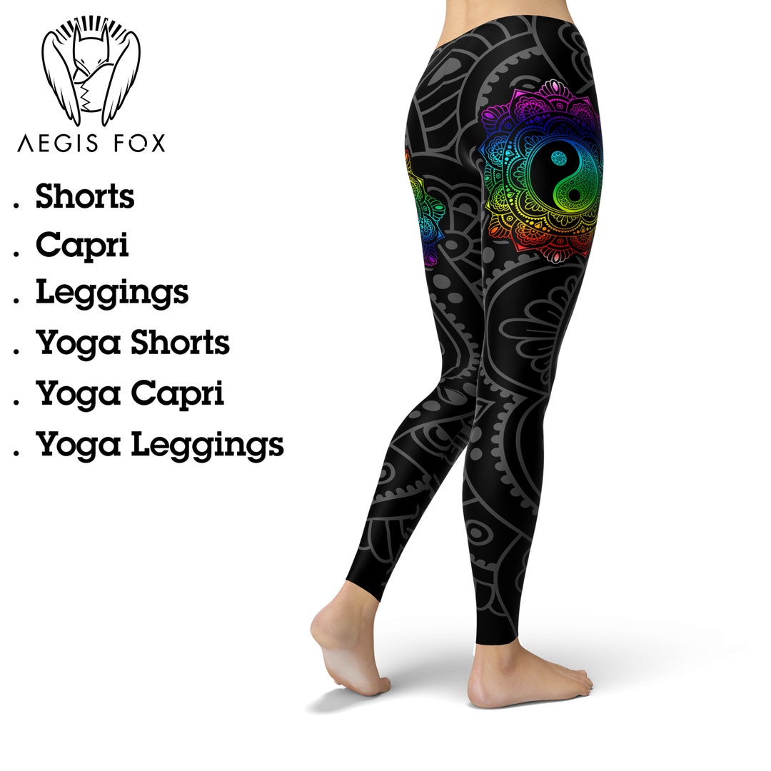 Colorful Deep Yin Yang Leggings, Yin Yang Clothing Black, High Waisted ...