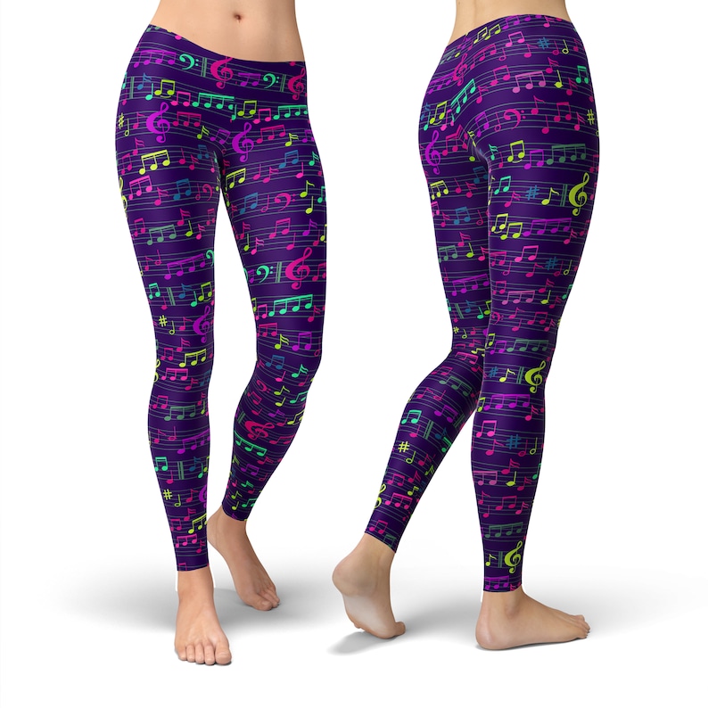 Music Notes Leggings: Melody Pattern Tights, Workout Capris - Etsy