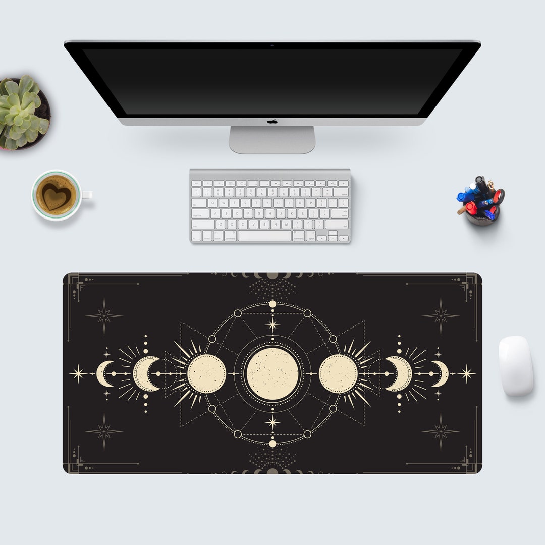 Moon Phase Desk Mat – Black Gold Celestial Astrology Design - Etsy