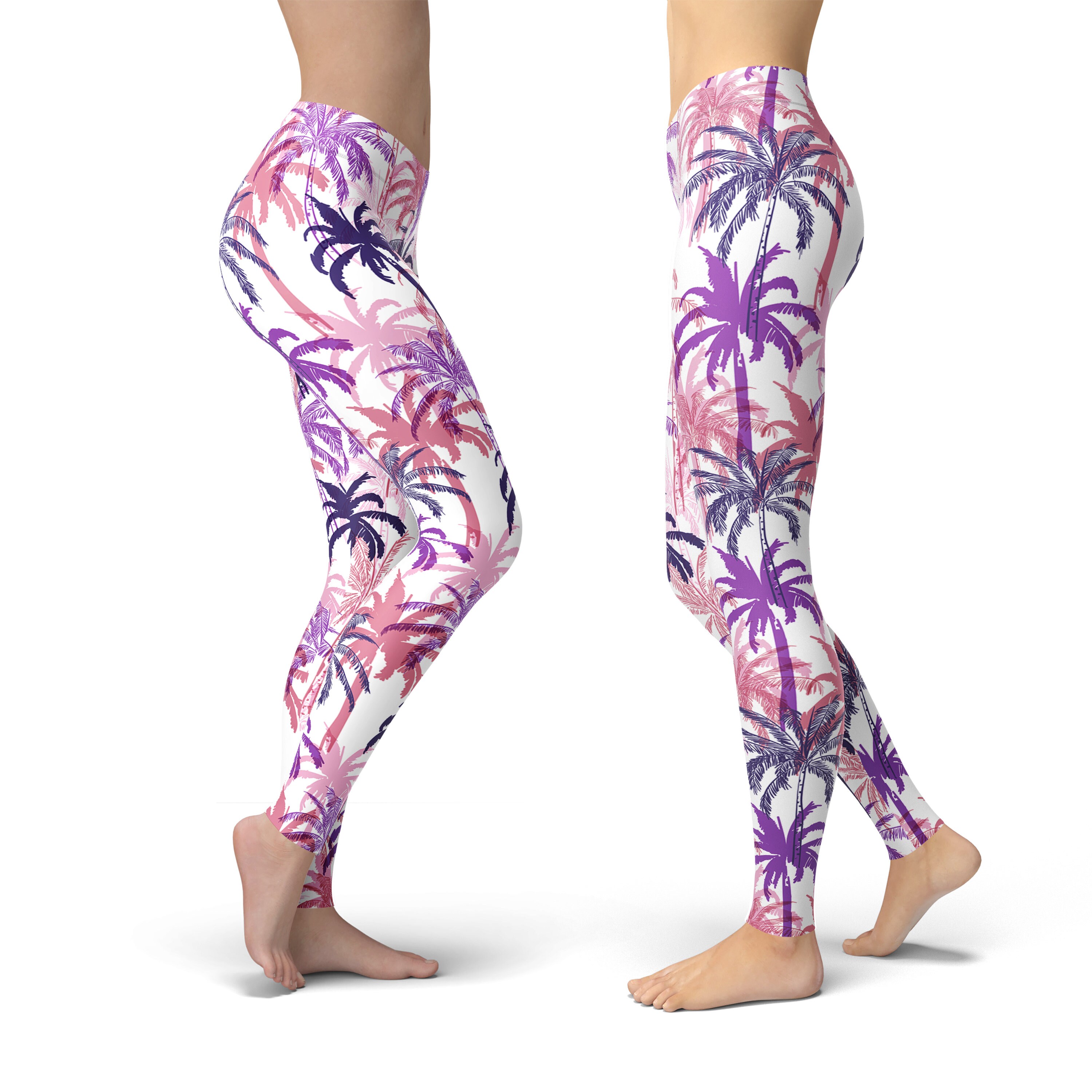 Palm Tree Print Yoga Leggings: High Waist Workout Pants - Etsy