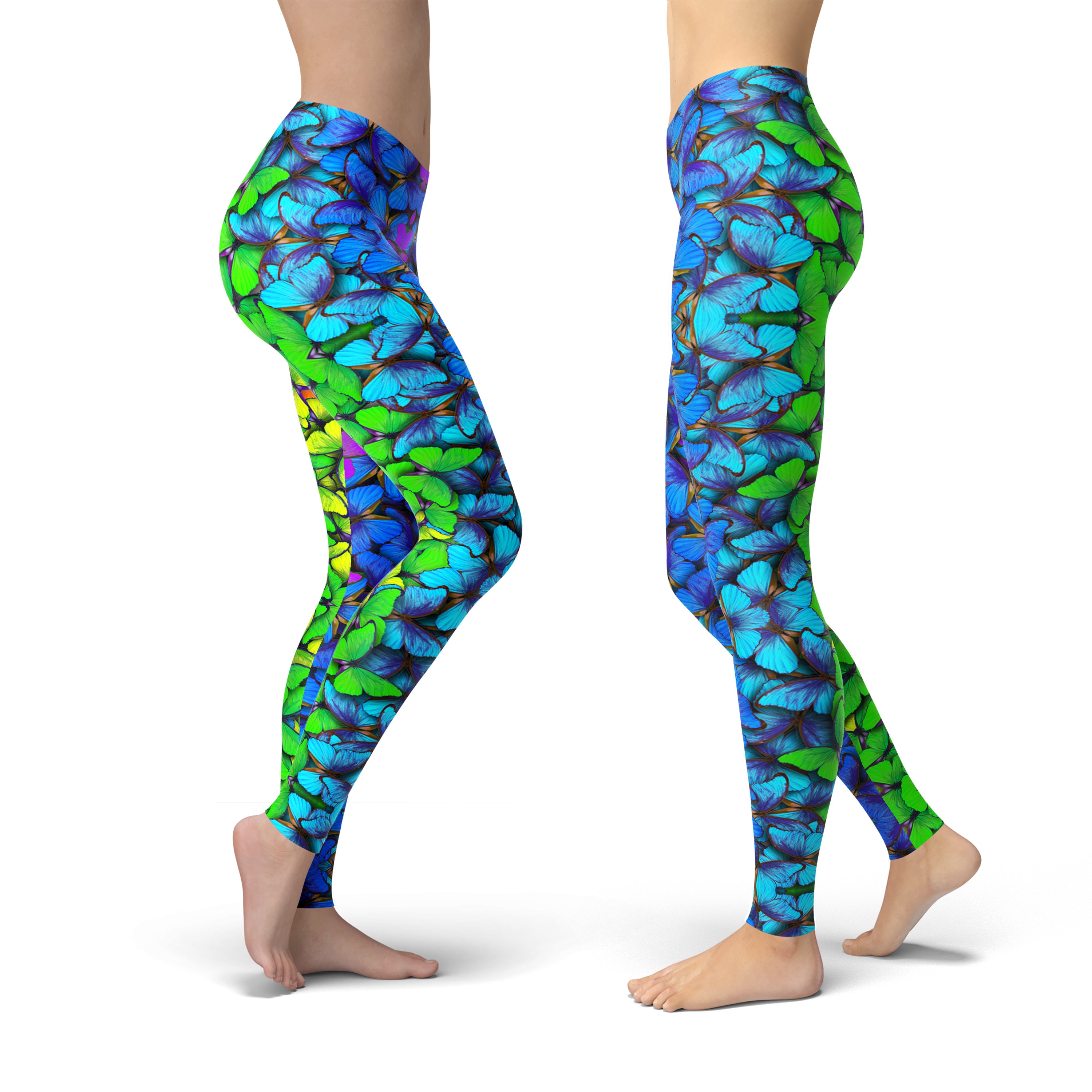 Colorful butterfly leggings for women butterfly yoga | Etsy