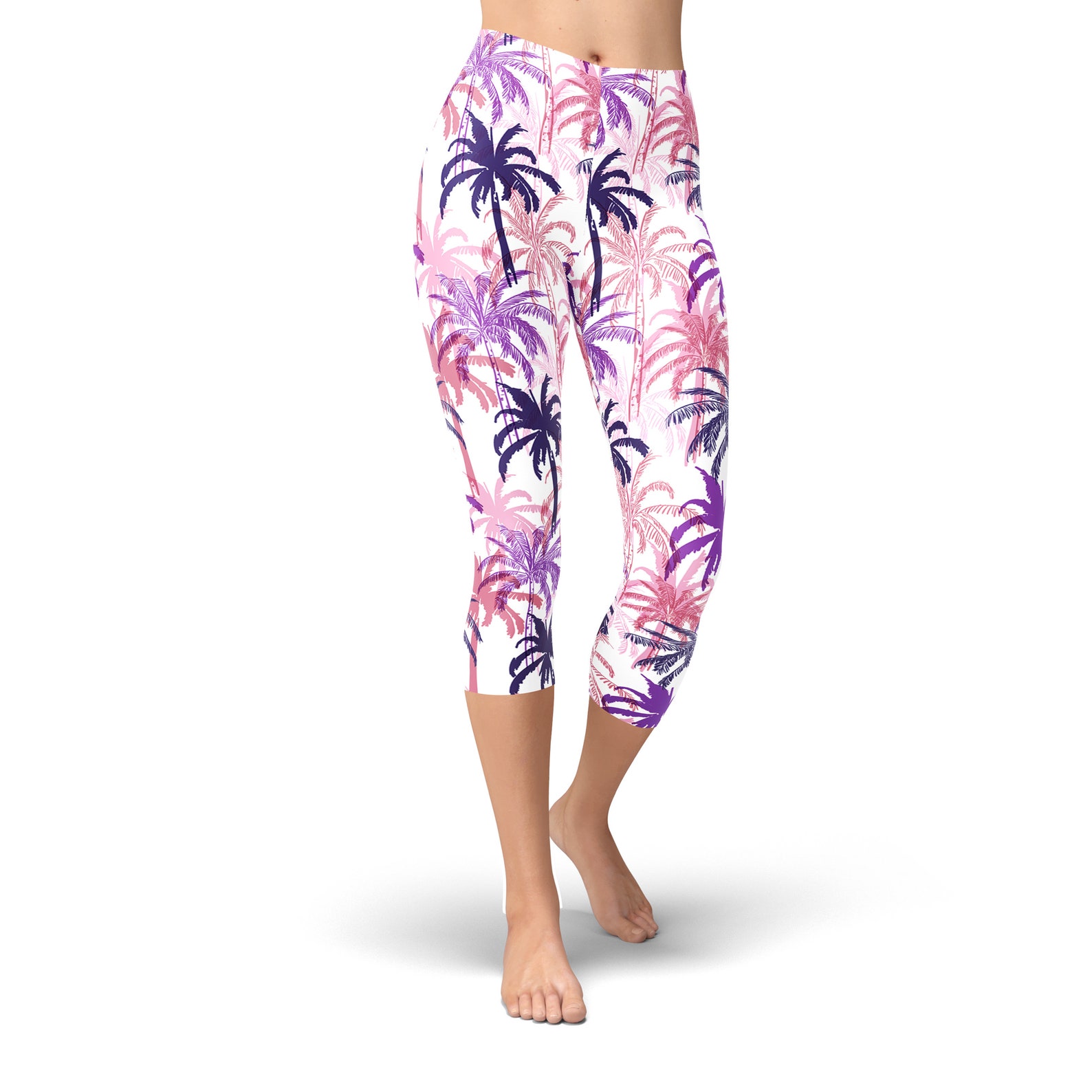 Palm Tree Print Yoga Leggings: High Waist Workout Pants - Etsy