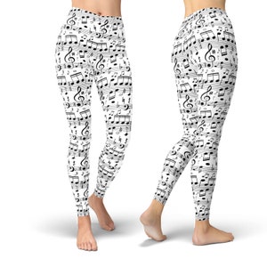 Music Notes Leggings, Musical Notes Tights, Melody Pattern Leggings ...