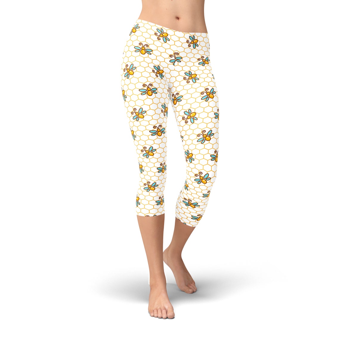Honey Bee Leggings Honeycomb Leggings Printed Tights Yoga - Etsy