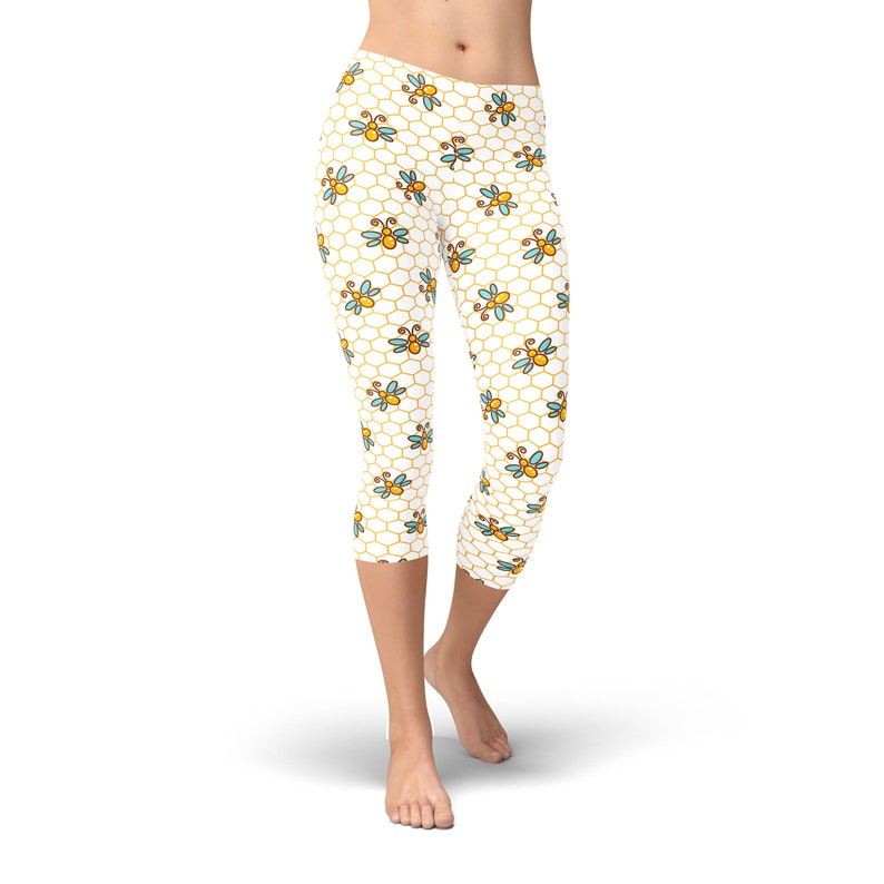 Honey Bee Leggings Honeycomb Leggings Printed Tights Yoga - Etsy