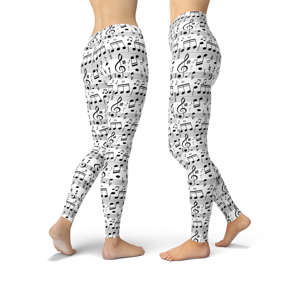 Music Notes Leggings Musical Notes Tights Melody Pattern | Etsy