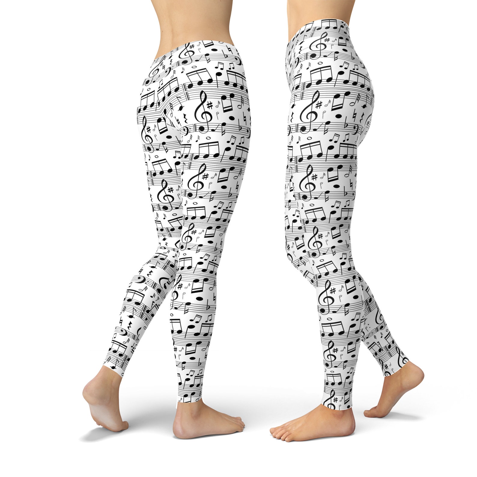 Music Notes Leggings Musical Notes Tights Melody Pattern | Etsy