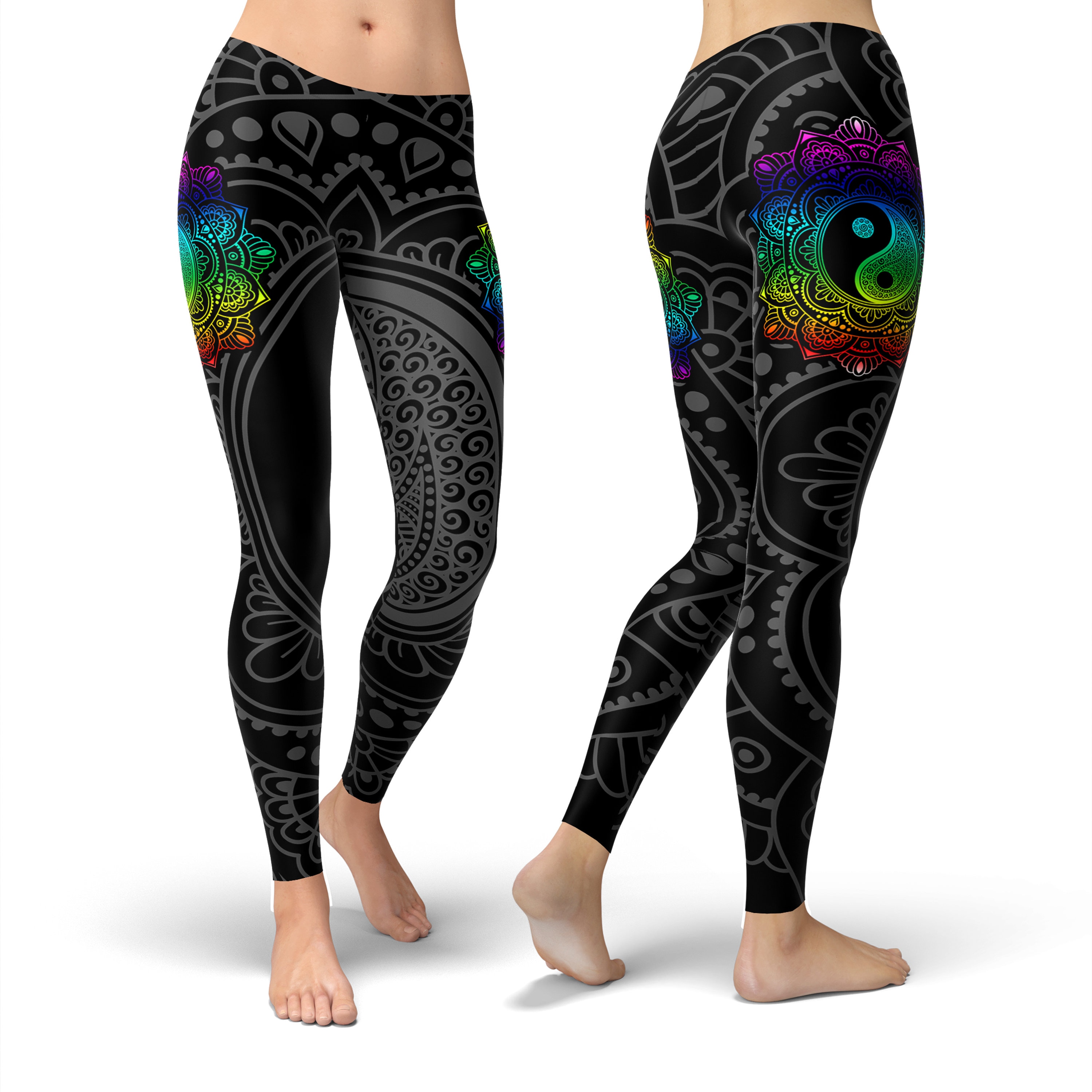 Colorful Deep Yin Yang Leggings Yin Yang Clothing Black High - Etsy
