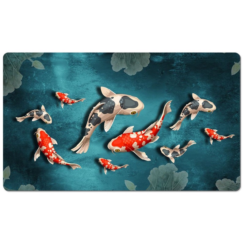 Japanese Koi Fish Desk Mat Japanese Desk Mat XL Boho Nature - Etsy