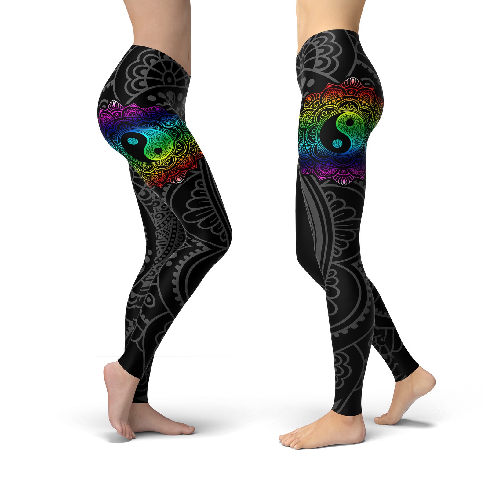 Colorful Deep Yin Yang Leggings Yin Yang Clothing Black High - Etsy
