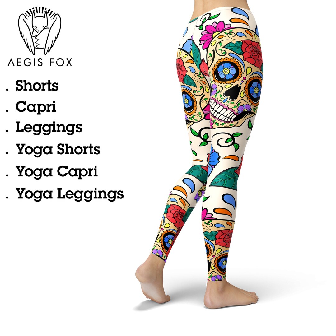 Sugar Skull Leggings Halloween Leggings Yoga Pants Gothic Leggings
